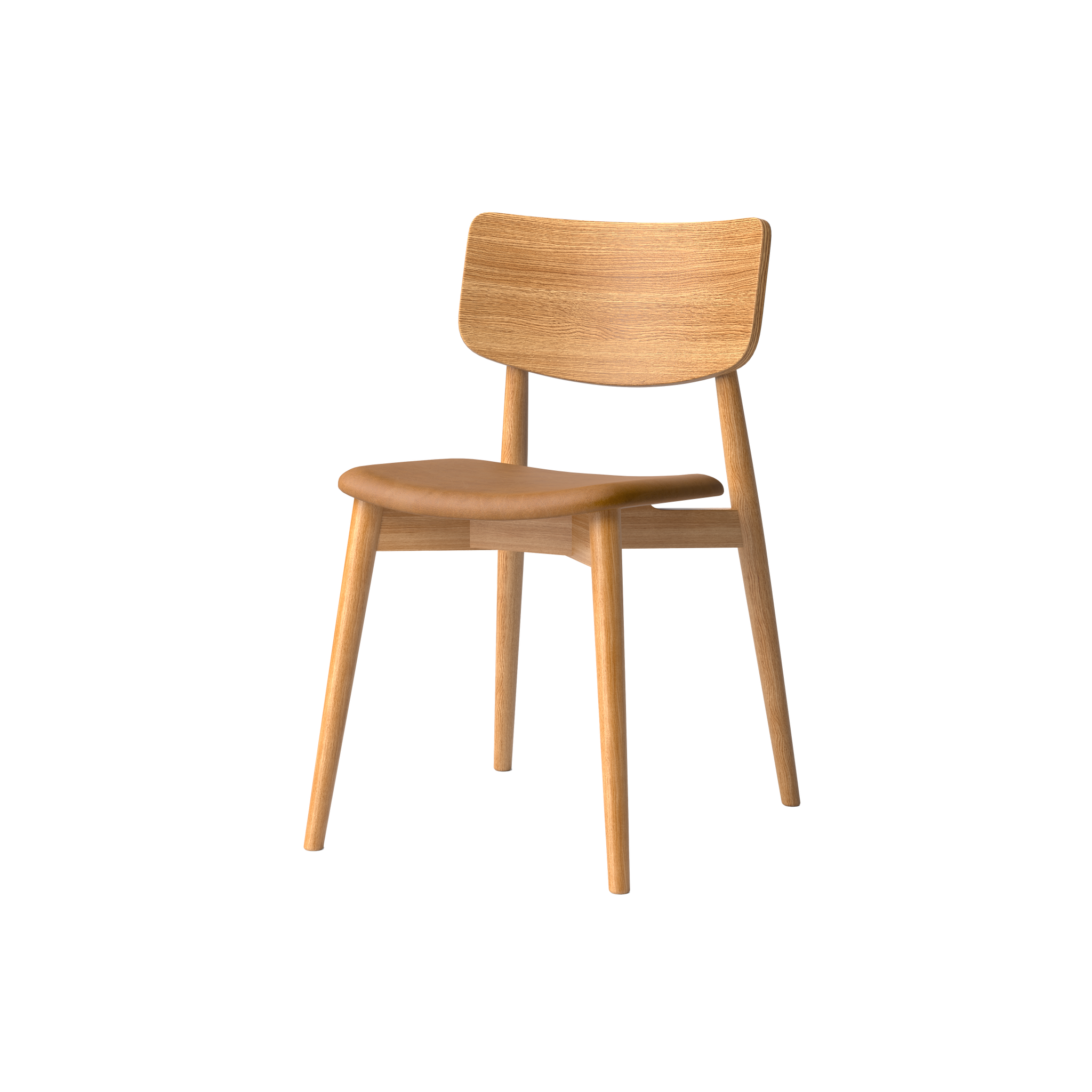 Chiara Chair in Natural Oiled Oak with Brandy Davos Aniline Leather Seat